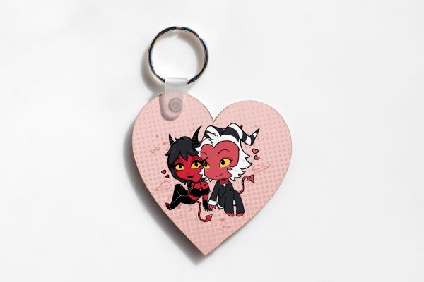 Wooden keychain - Helluva Boss - Millie and Moxxie