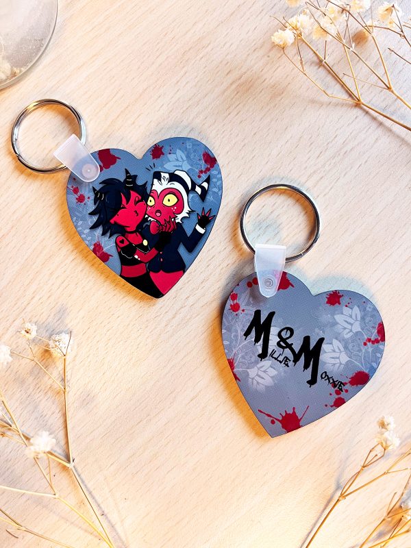 Wooden keychain - Helluva Boss - Millie and Moxxie